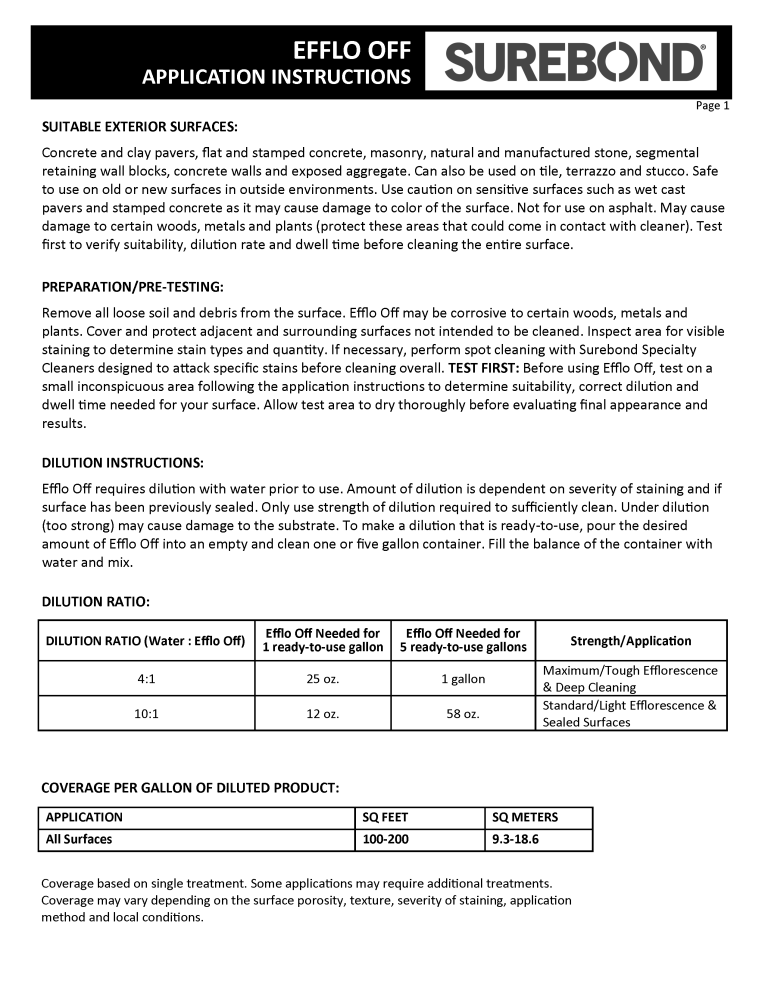 Efflo Off | SEK SUREBOND | Hardscape Installation & Protection