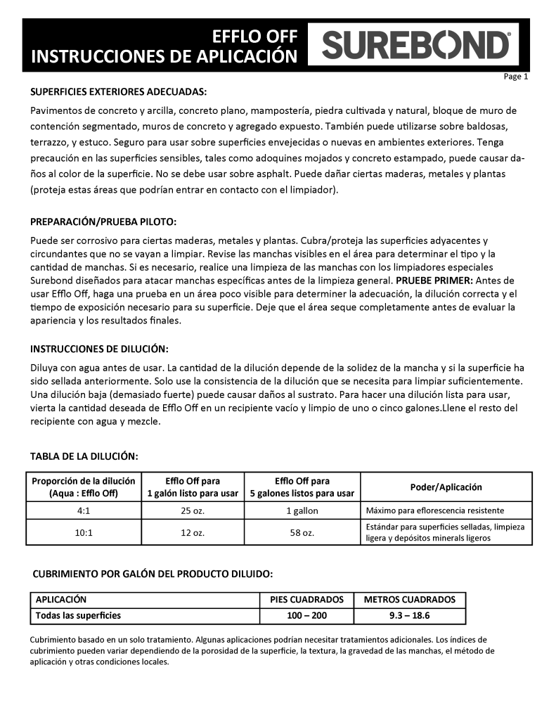 Efflo Off | SEK SUREBOND | Hardscape Installation & Protection